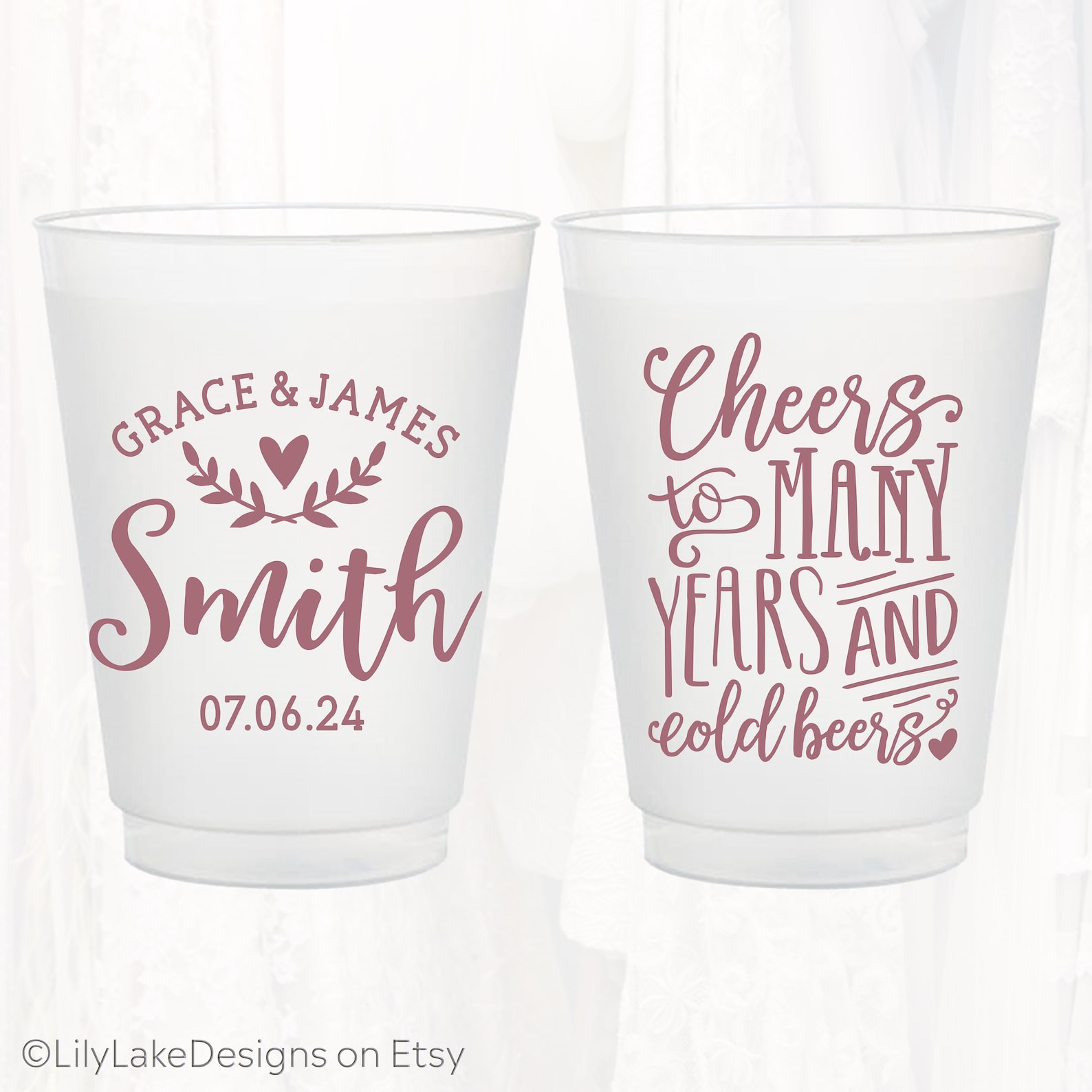 Personalized Wedding Frosted Cups 16oz Plastic Cup Custom - Etsy