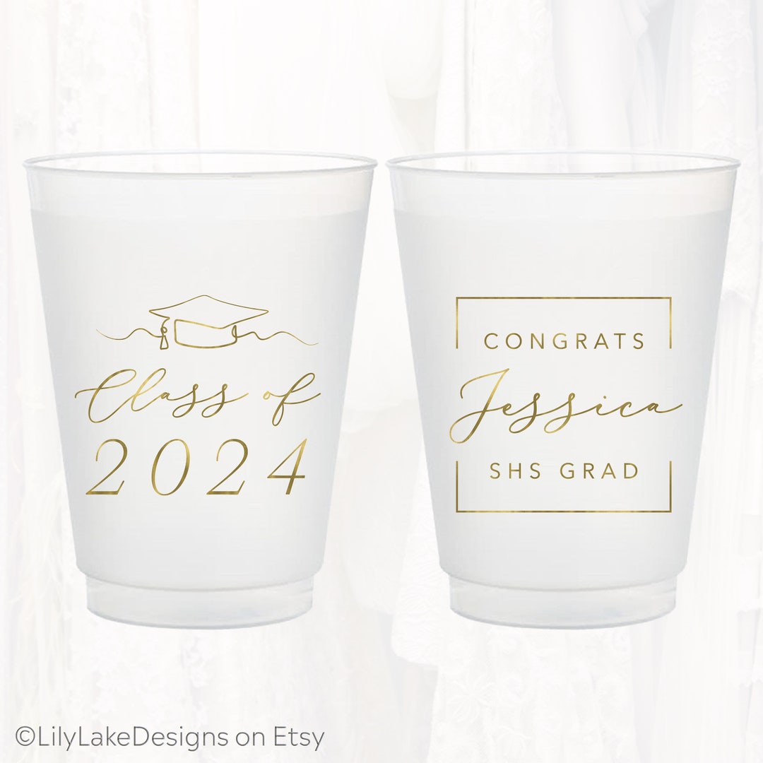 Personalized Graduation Party Favors, Custom Grad Party Frosted Cups ...