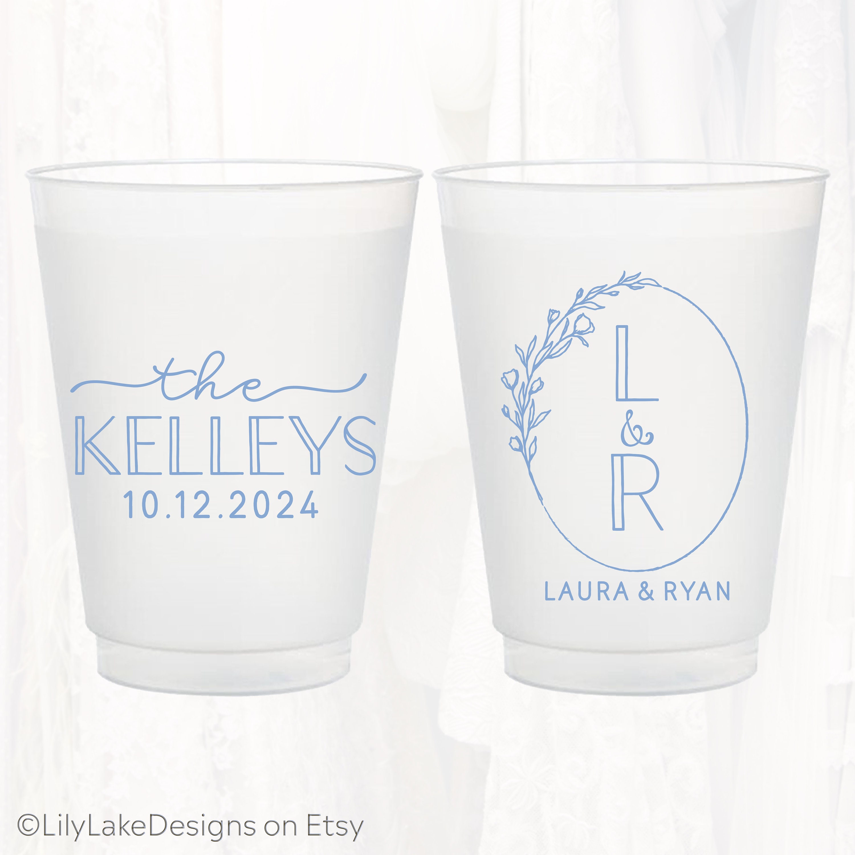 Personalized Wedding Frosted Cups 16oz Cup Monogrammed | Etsy