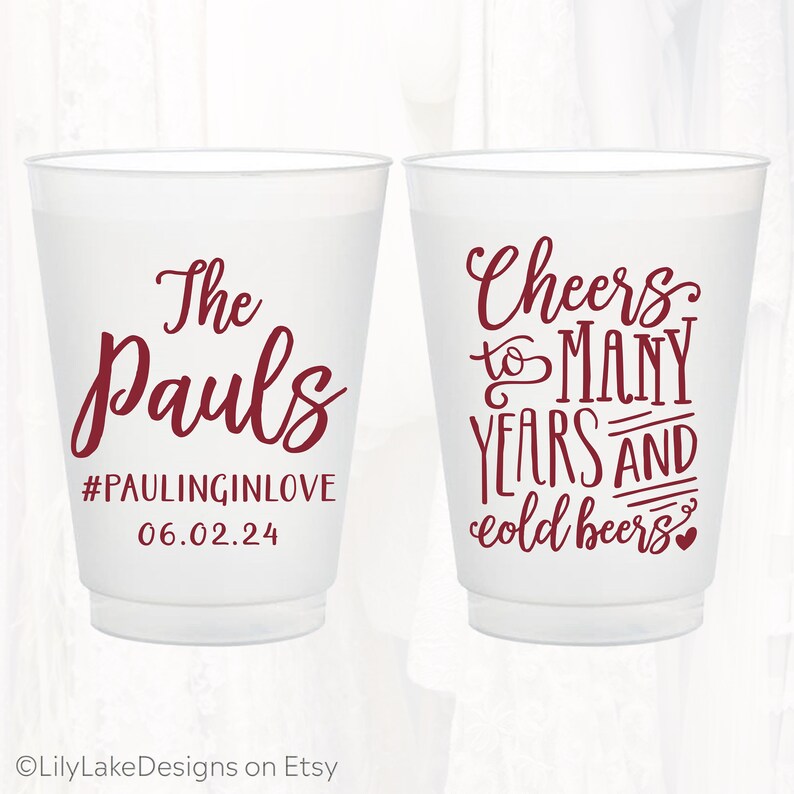 Personalized Wedding Frosted Cups 16oz Plastic Cup Custom - Etsy