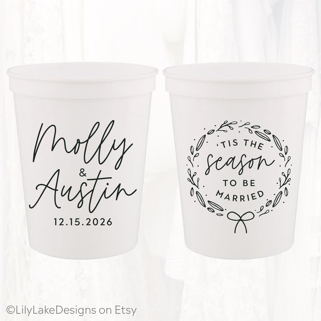 Personalized Winter Wedding Stadium Cup, 16oz, Customized Christmas ...
