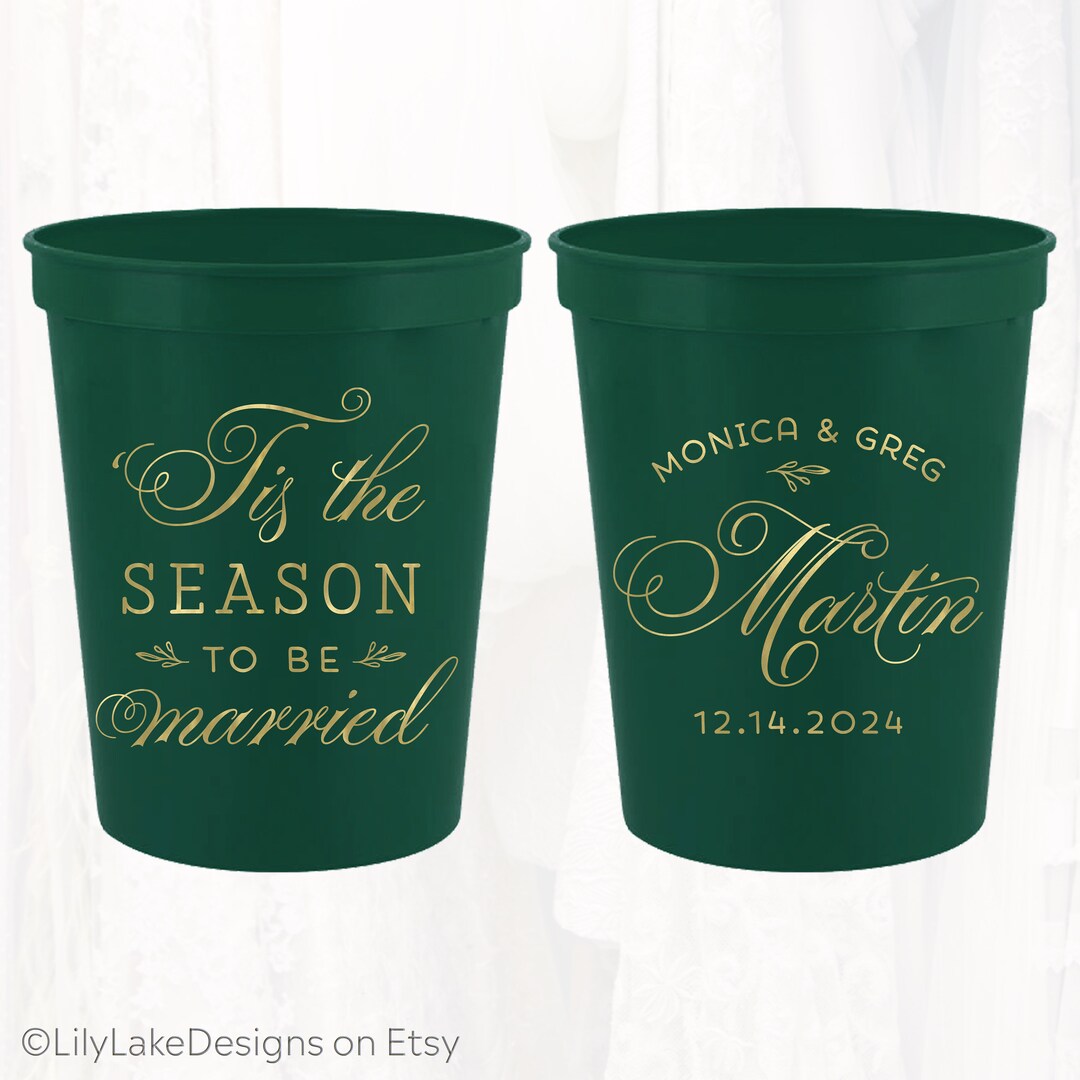 Personalized Winter Wedding Stadium Cup, 16oz, Customized Christmas ...
