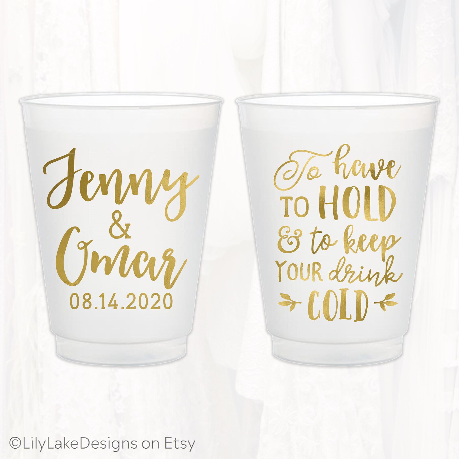 Personalized Wedding Frosted Cups 16oz Plastic Cup Custom | Etsy