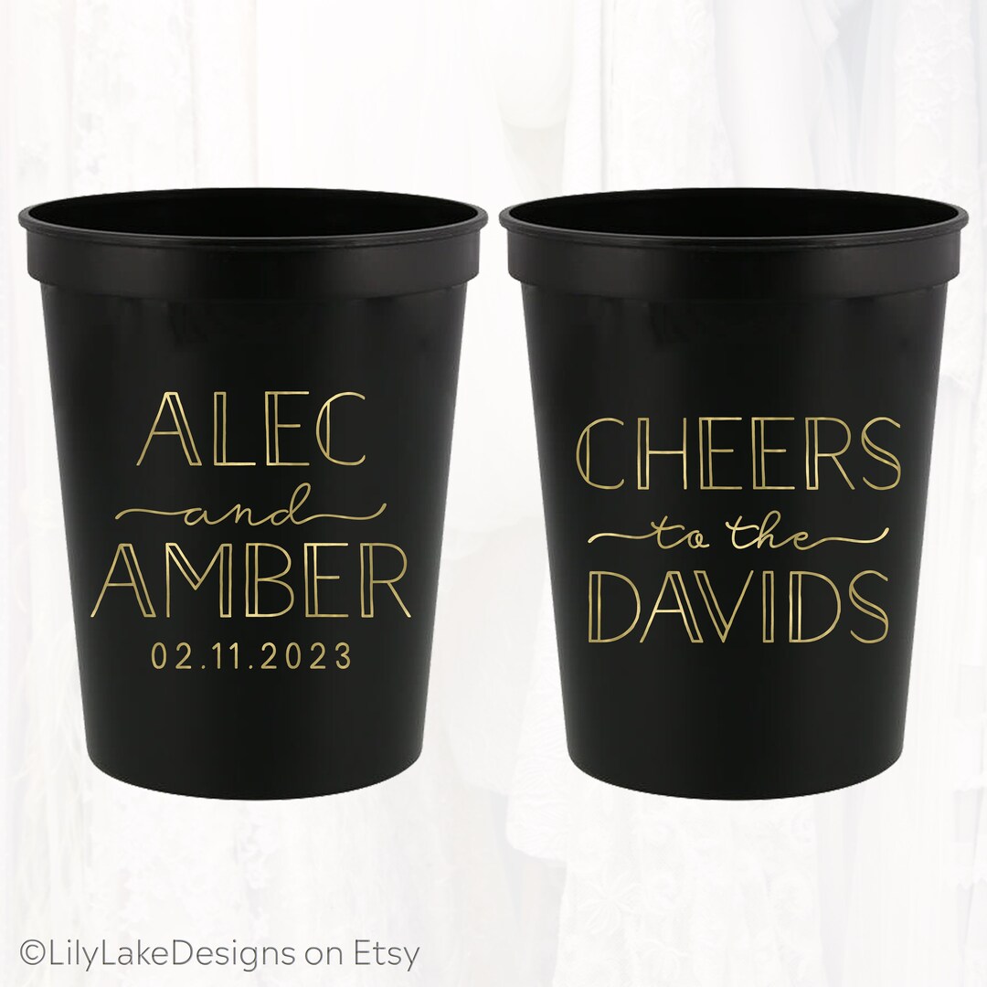 Personalized Wedding Stadium Cups, Custom Wedding Favors, 16oz Plastic ...