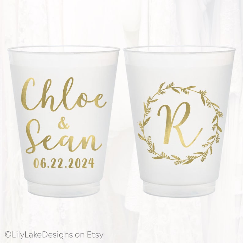 Personalized Wedding Frosted Cups 16oz Cup Monogrammed - Etsy