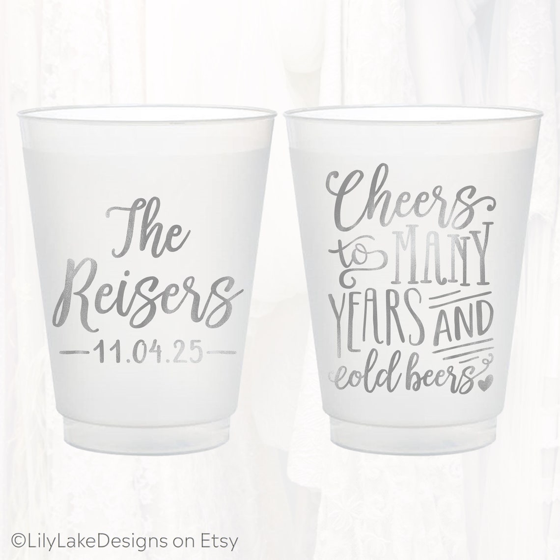 Personalized Wedding Frosted Cups 16oz Plastic Cup Custom | Etsy