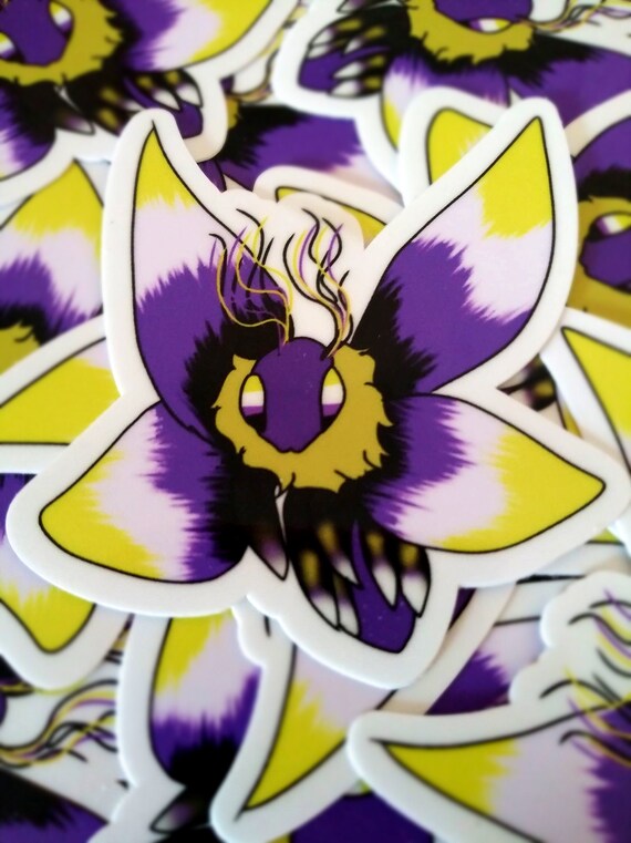 Nonbinary Pride Flag Moth Sticker | Etsy
