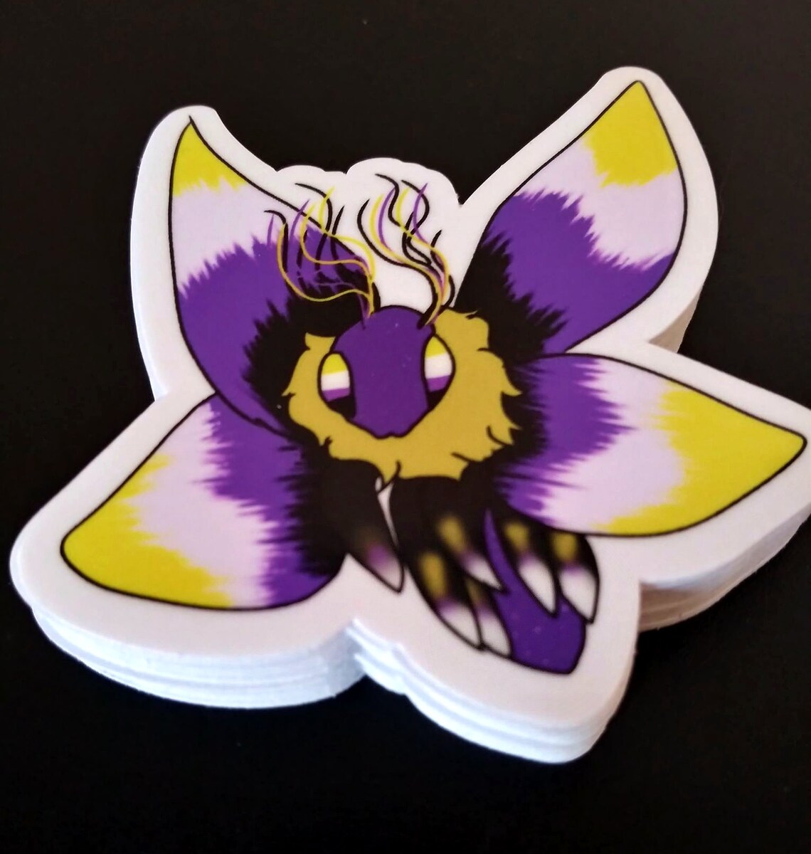Nonbinary Pride Flag Moth Sticker - Etsy