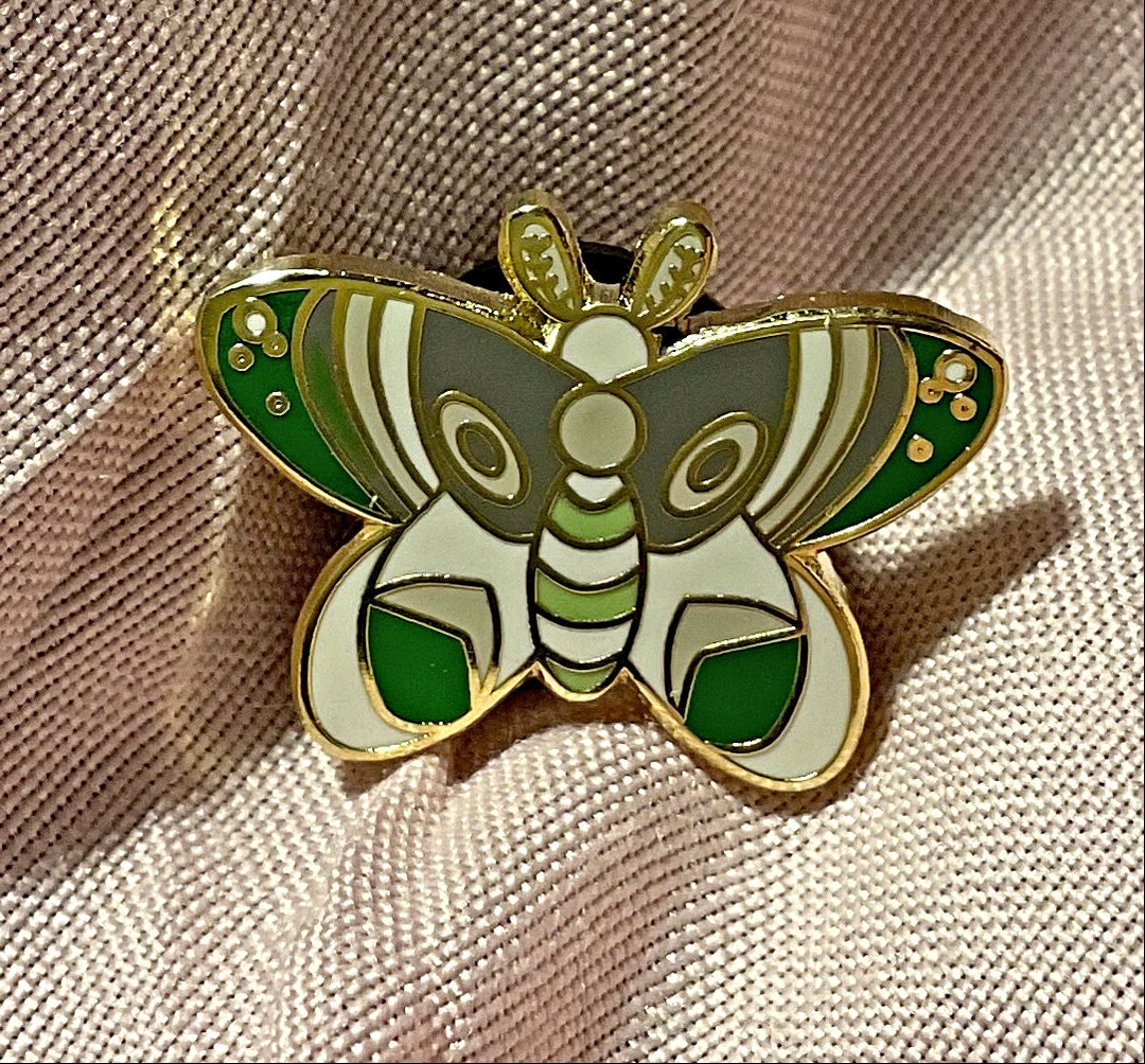 Green Grey White Butterfly Moth Enamel Pin / Aromantic Pride - Etsy