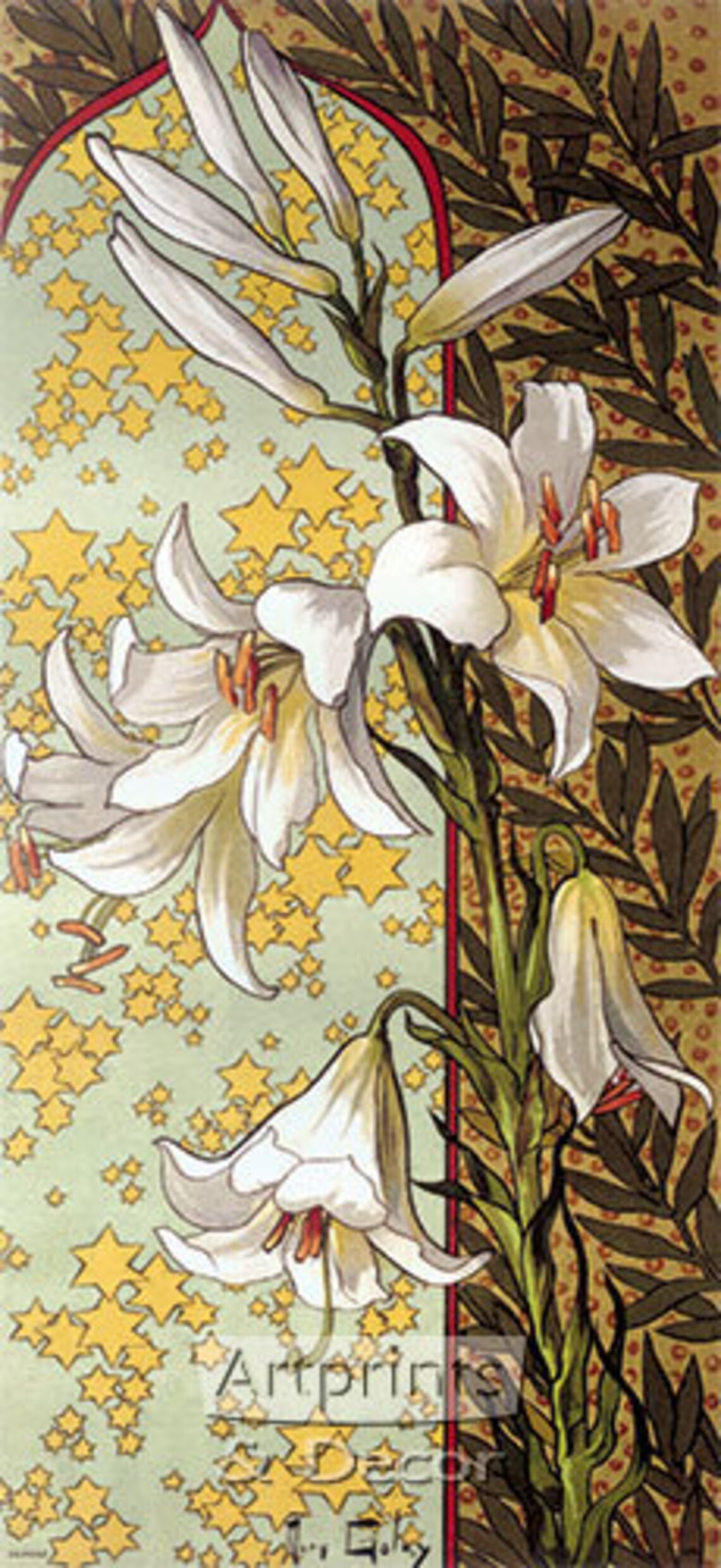 Stylized White Lilies - Art Print - Etsy