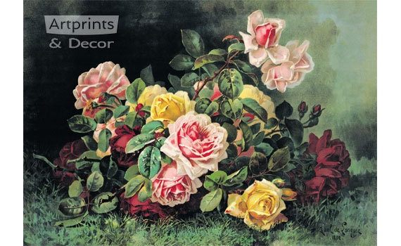 Gathering of Roses by Paul De Longpre Vintage Floral Art Print | Etsy