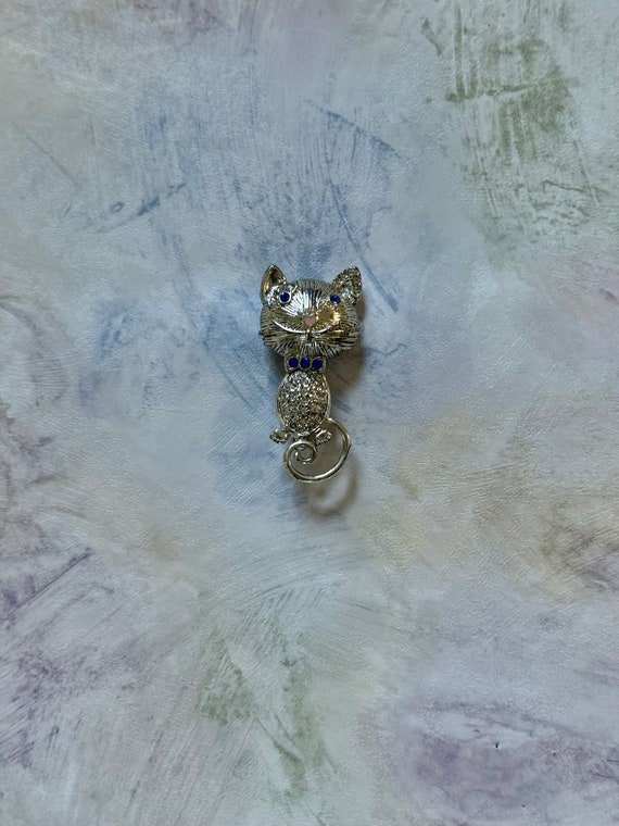 Blue rhinestone cat - Gem