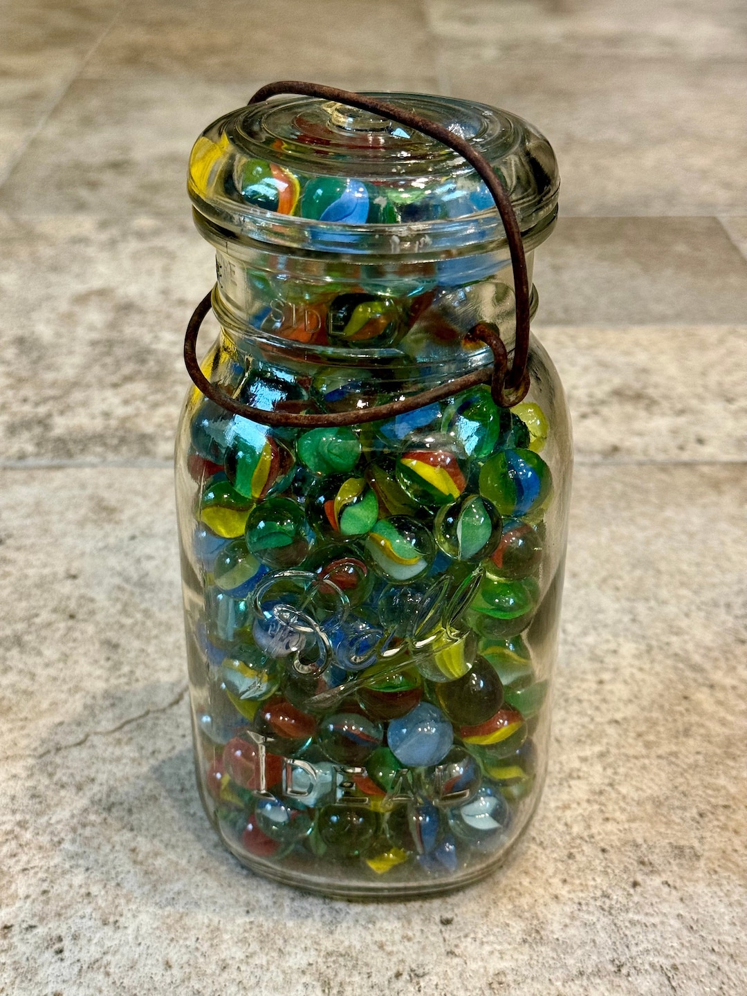 Vintage Ball Ideal Glass Jar Full of Vintage Marbles, Vintage Marbles ...