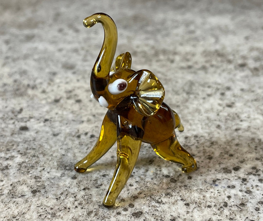 Vintage Blown Glass Elephant Figurine, Mini Glass Elephant, Blown Glass ...