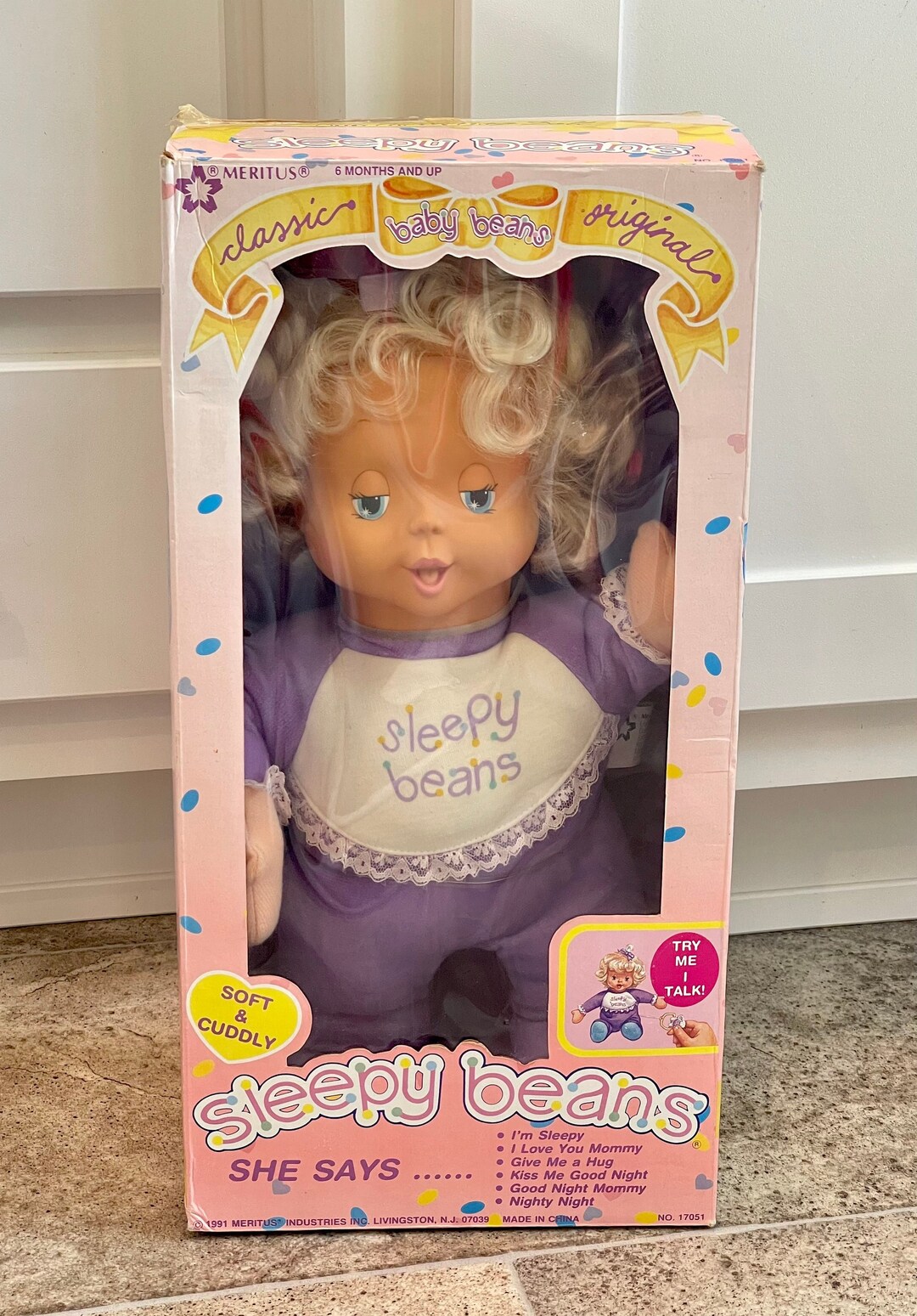 Vintage 1991 Meritus Classic Baby Beans Original Sleepy Beans Lamb Baby ...