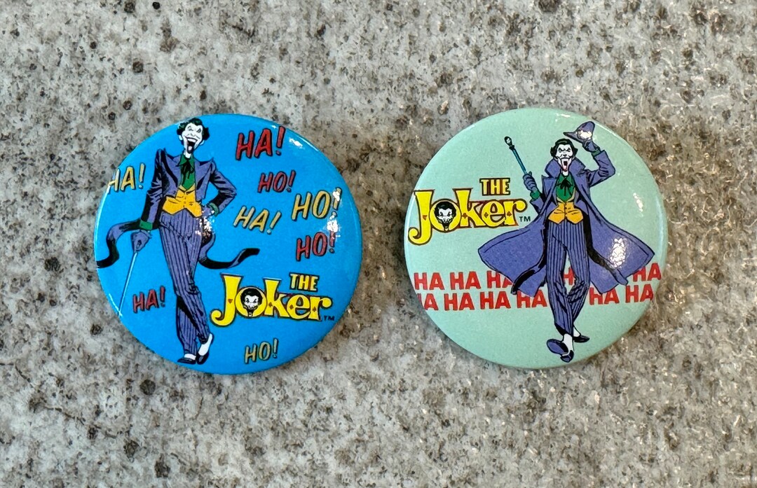 Two Vintage 1982 DC Comics Joker Pinback Buttons, Joker Button Pin ...