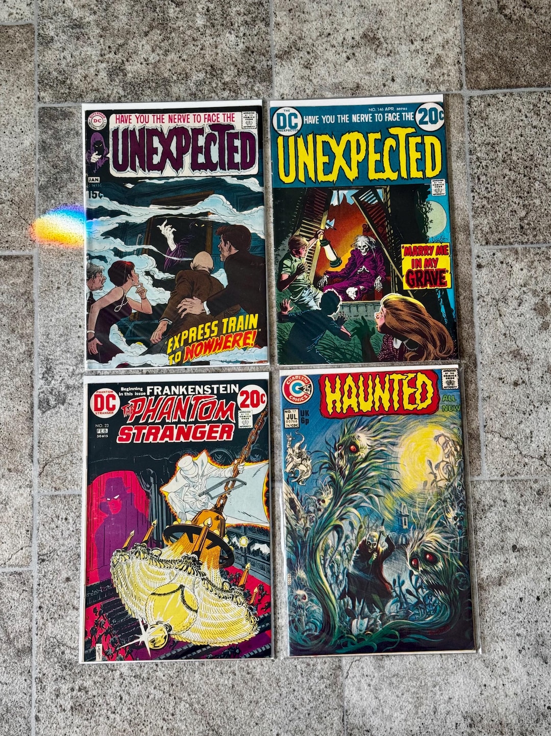 Four Vintage Horror Comic Book Lot With Unexpected, Frankenstein the ...