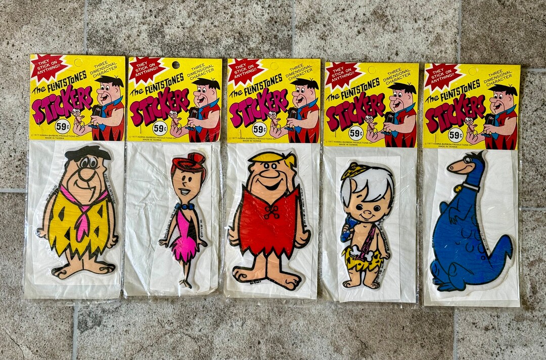 1970's the Flintstones Puffy Stickers by Hanna Barbera, Vintage Barney ...