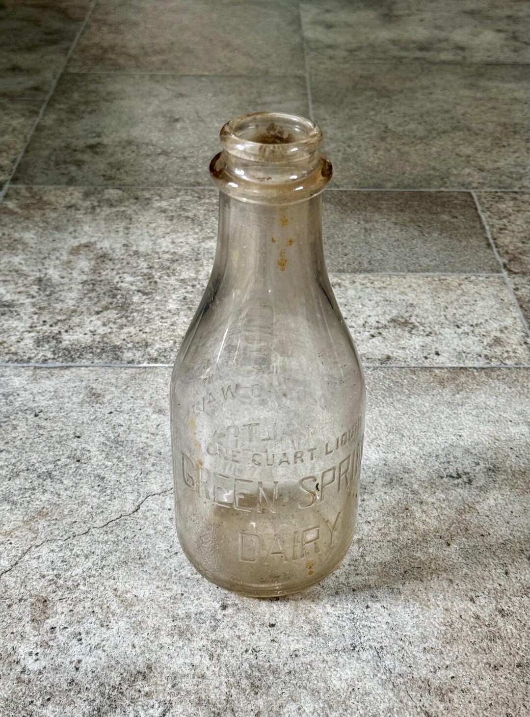 Vintage Green Spring Dairy Glass Milk Bottle – 1 Quart Embossed - Etsy