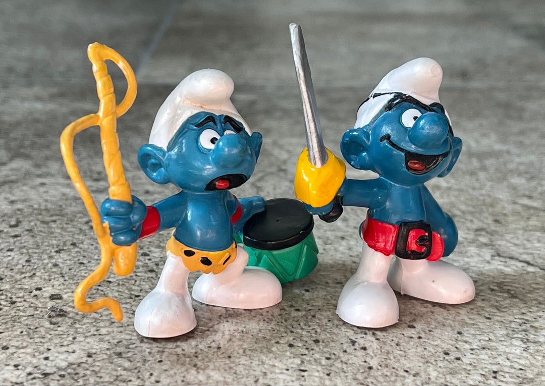 Vintage Plastic Peyo the Smurf Figures, Lion Tamer Smurf, Pirate Smurf ...