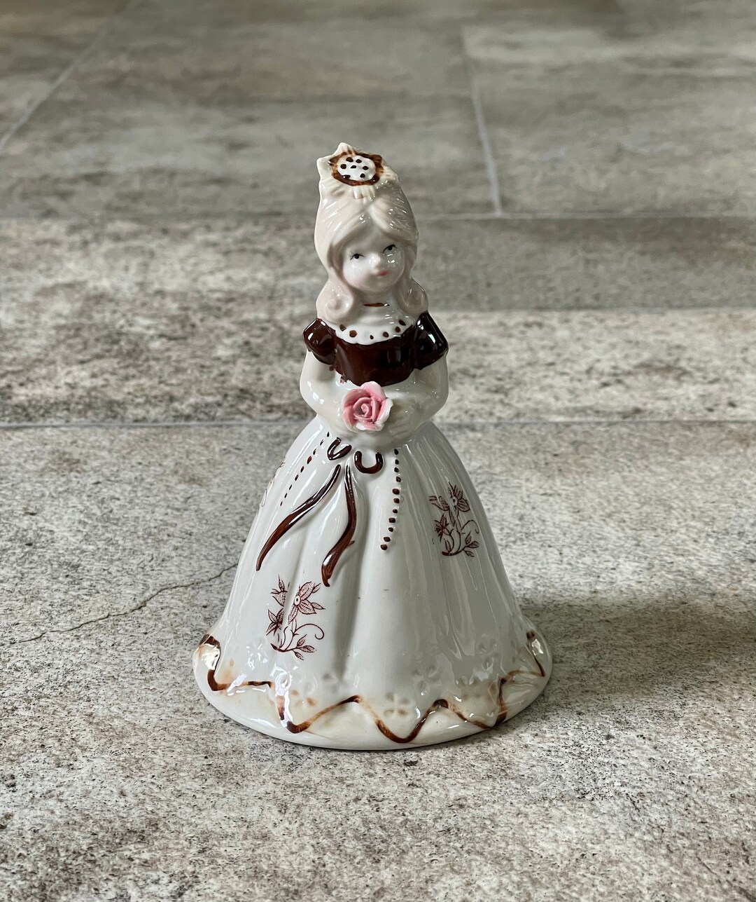 Vintage Brinn & Co Flower Girl Wedding Porcelain Bell Figurine, Vintage ...