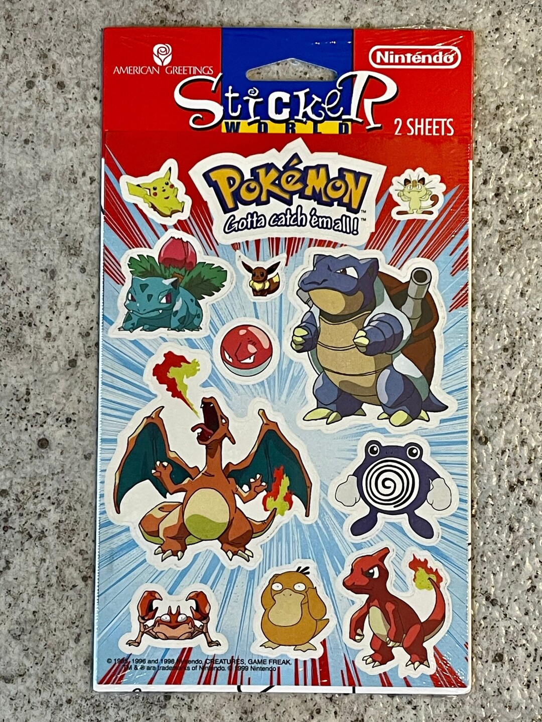 Vintage 1998 American Greetings Nintendo Pokemon Stickers, 1990's ...