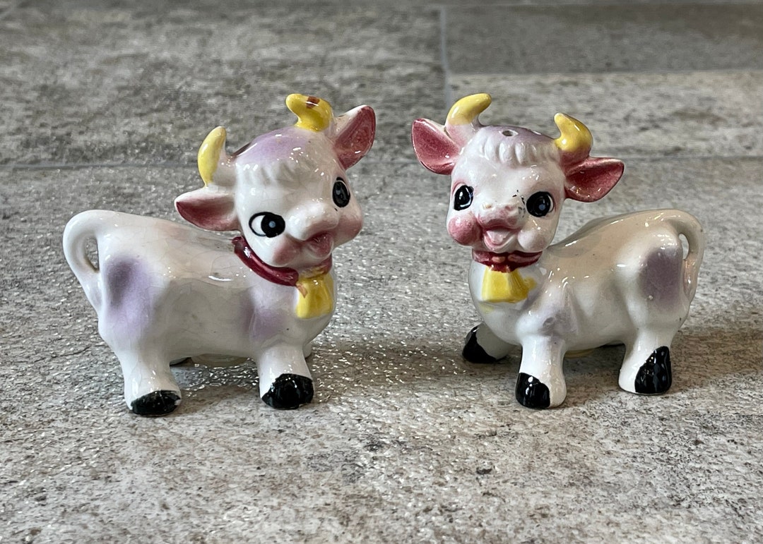 Vintage Ceramic Purple Cow Salt and Pepper Shakers, Vintage Cow Salt ...