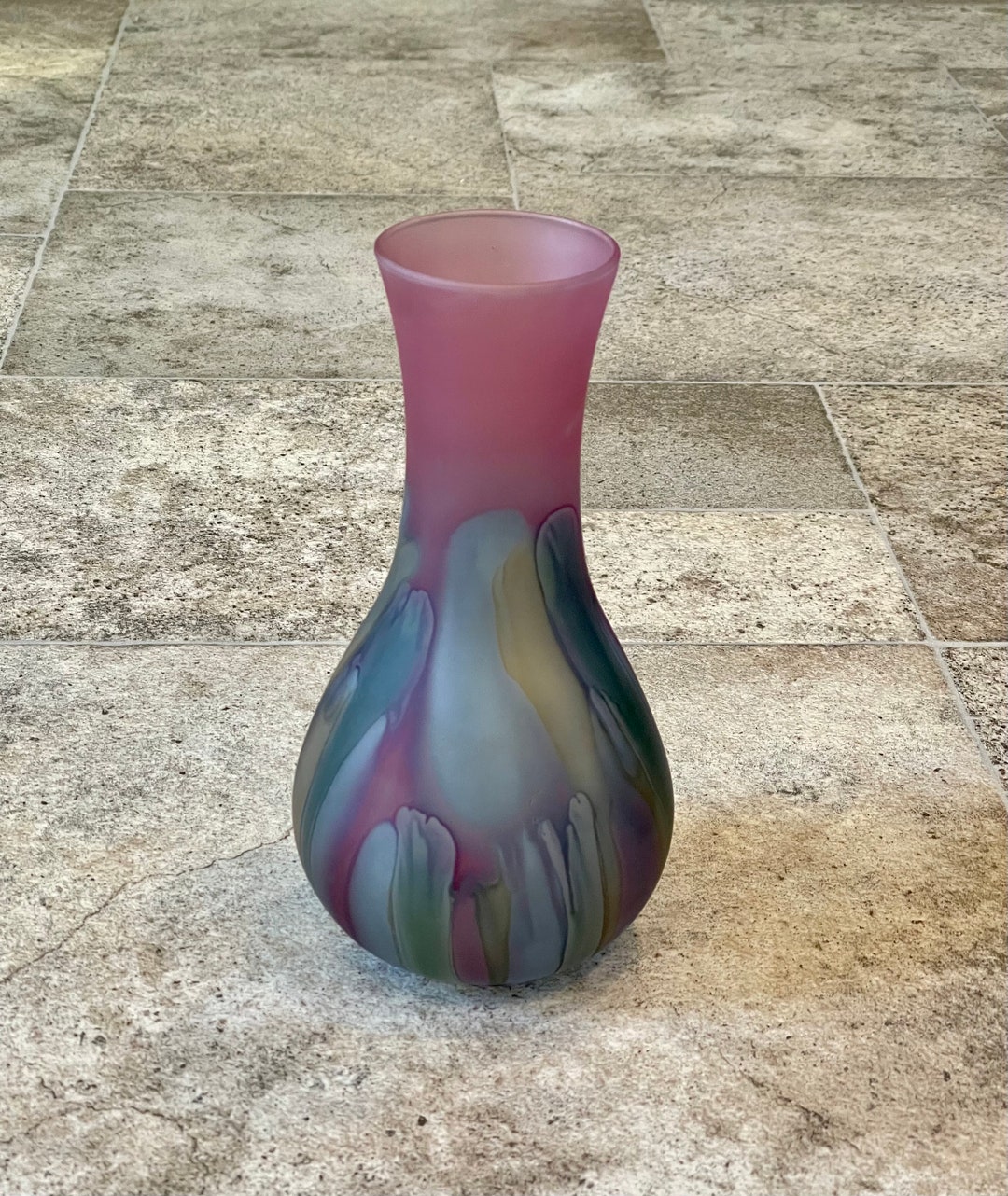 Vintage Nouveau Art Glass Hand Painted by Rueven Vase, Vintage Rueven ...