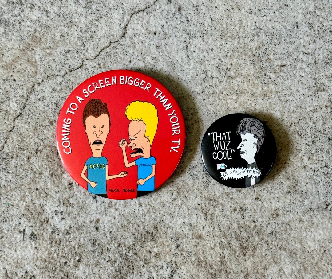 Two Vintage 1990's Beavis and Butthead Pinback Buttons, Vintage MTV ...