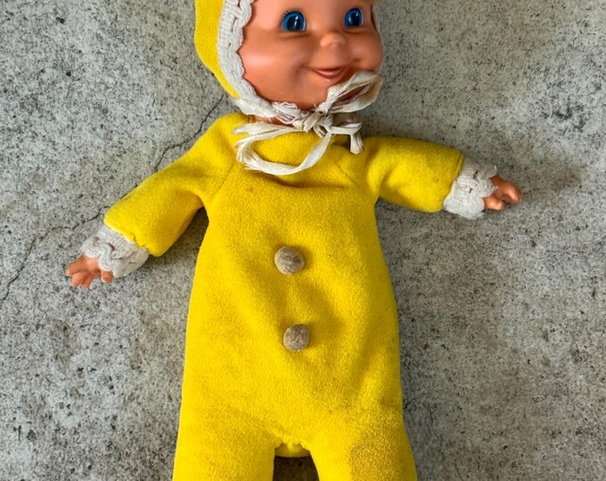 Vintage 1970 Mattel Snugglebumps Doll – Yellow Pajamas Baby With Blue ...
