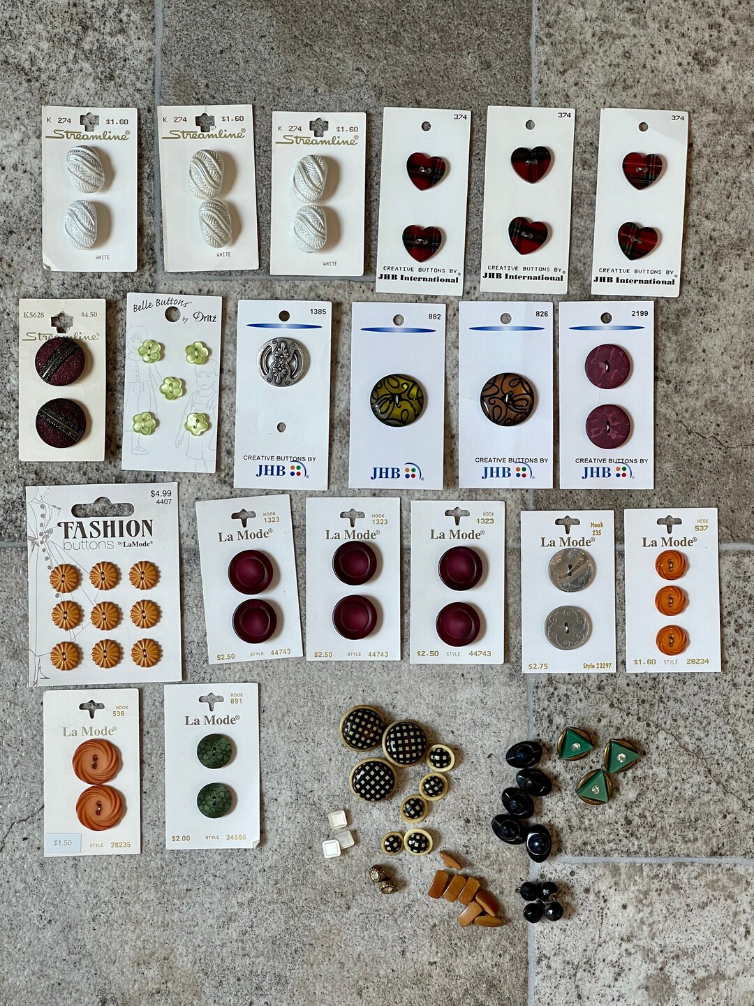 Vintage Button Lot, Streamline Button, JHB Buttons, Old Sewing Buttons ...