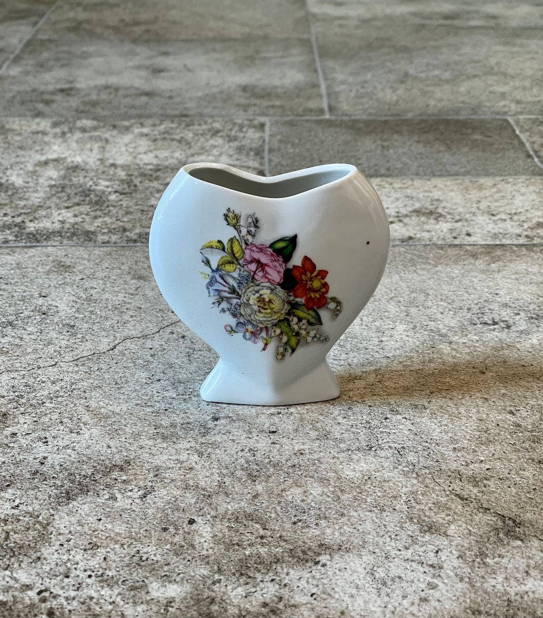 Vintage Ceramic Heart Shaped Floral Vase, Vintage Floral Heart Vase ...