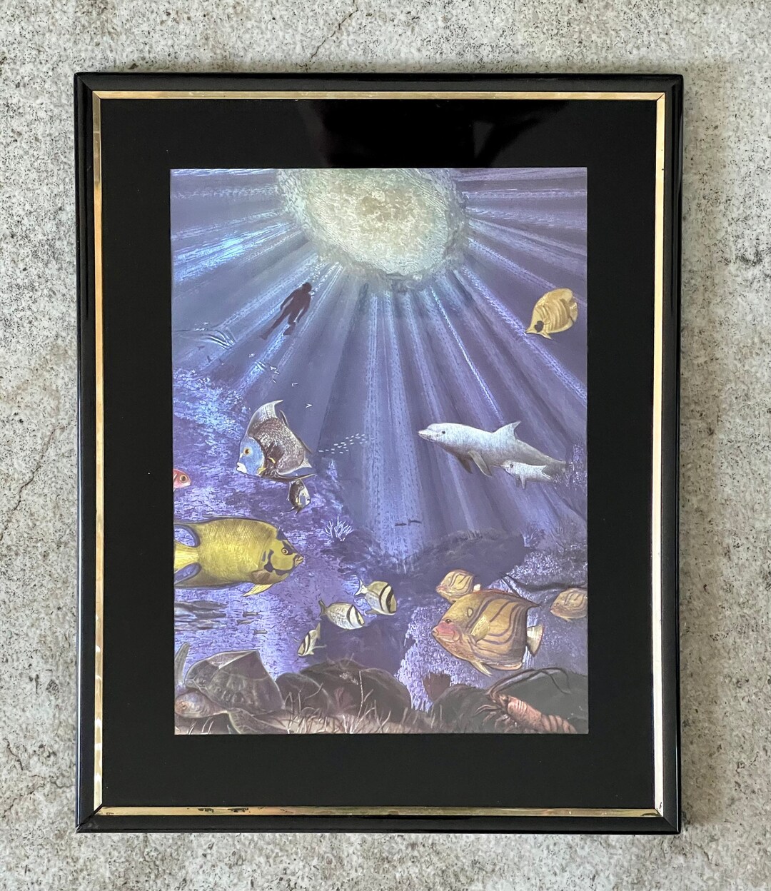 Vintage Shiny Scuba Diver Swimming With Fish Wall Hanging by KAFKA ...