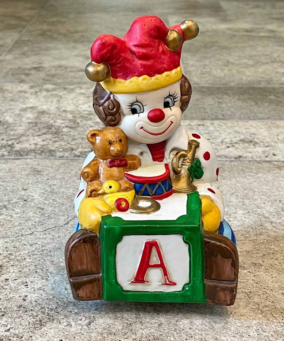 Vintage Bisque Ceramic Clown Spinning Music Box – Silent Night – Taiwan ...
