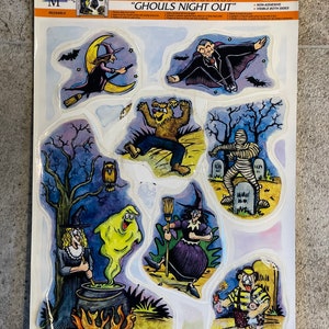 Vintage Halloween Window Cling Decorations Mummy Cling Witch - Etsy