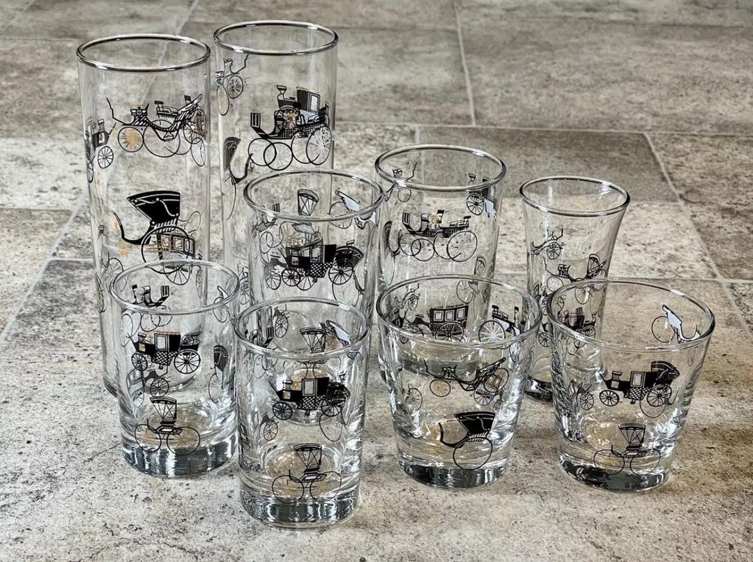 Vintage Libbey Coach Car/buggy Cocktail or Juice Glasses, Coach Car ...