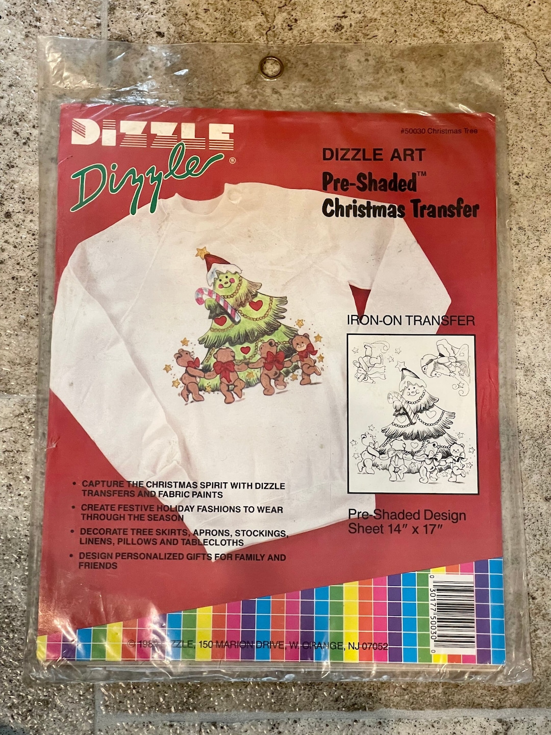 Vintage 1989 Dizzle Art Pre-shaped Iron on Christmas Transfer of Teddy ...