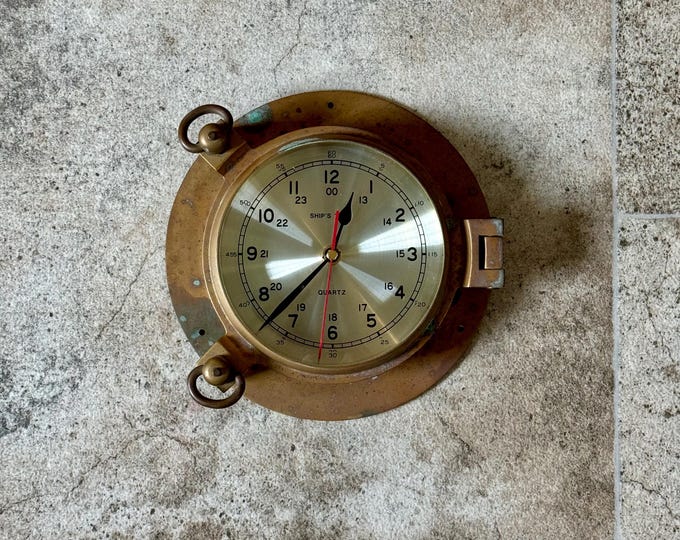 Vintage Quartz Ship's Time Solid Brass Nautical Porthole Clock With ...