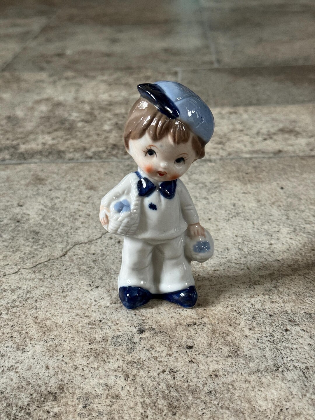 Vintage Blue and White Sailor Boy Figurine – Hand Painted Ceramic ...