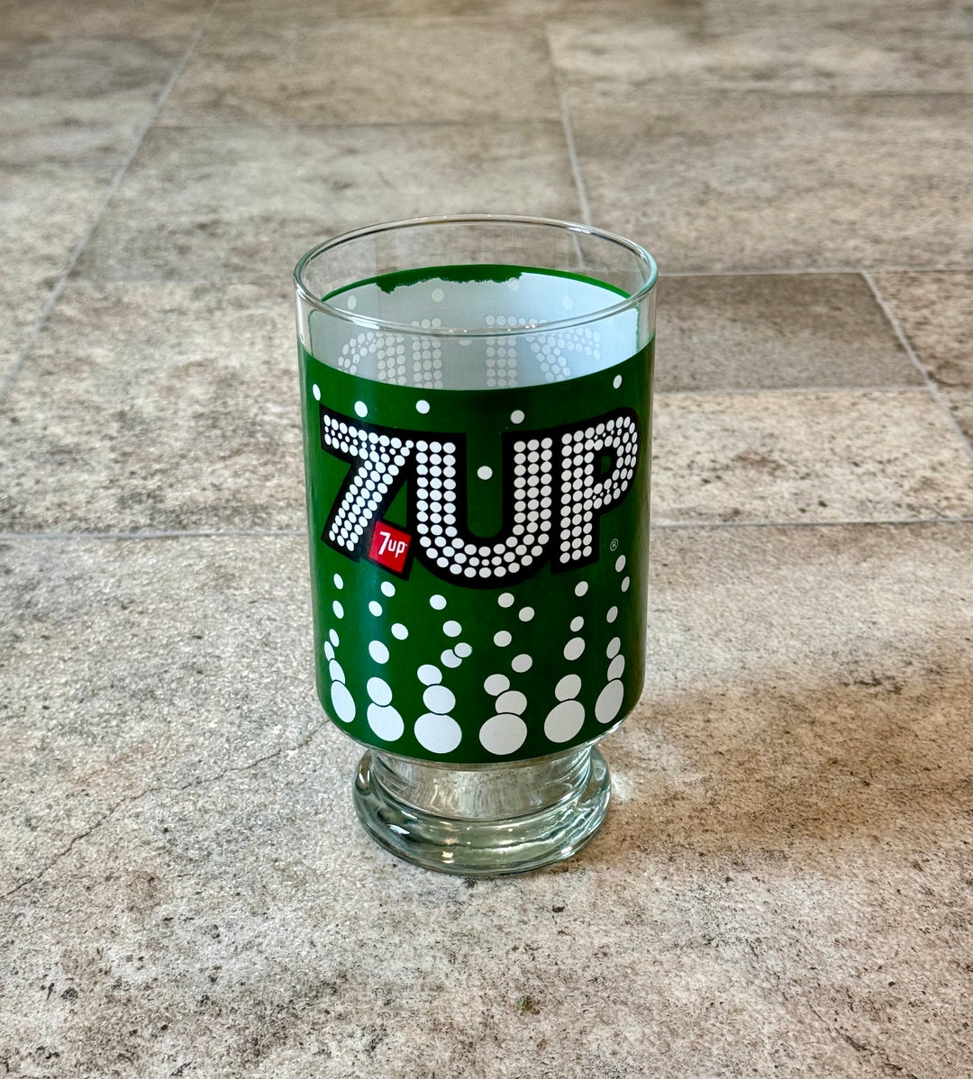 Vintage 1970s 7UP Large Drinking Glass – Tall Retro Soda Pop ...