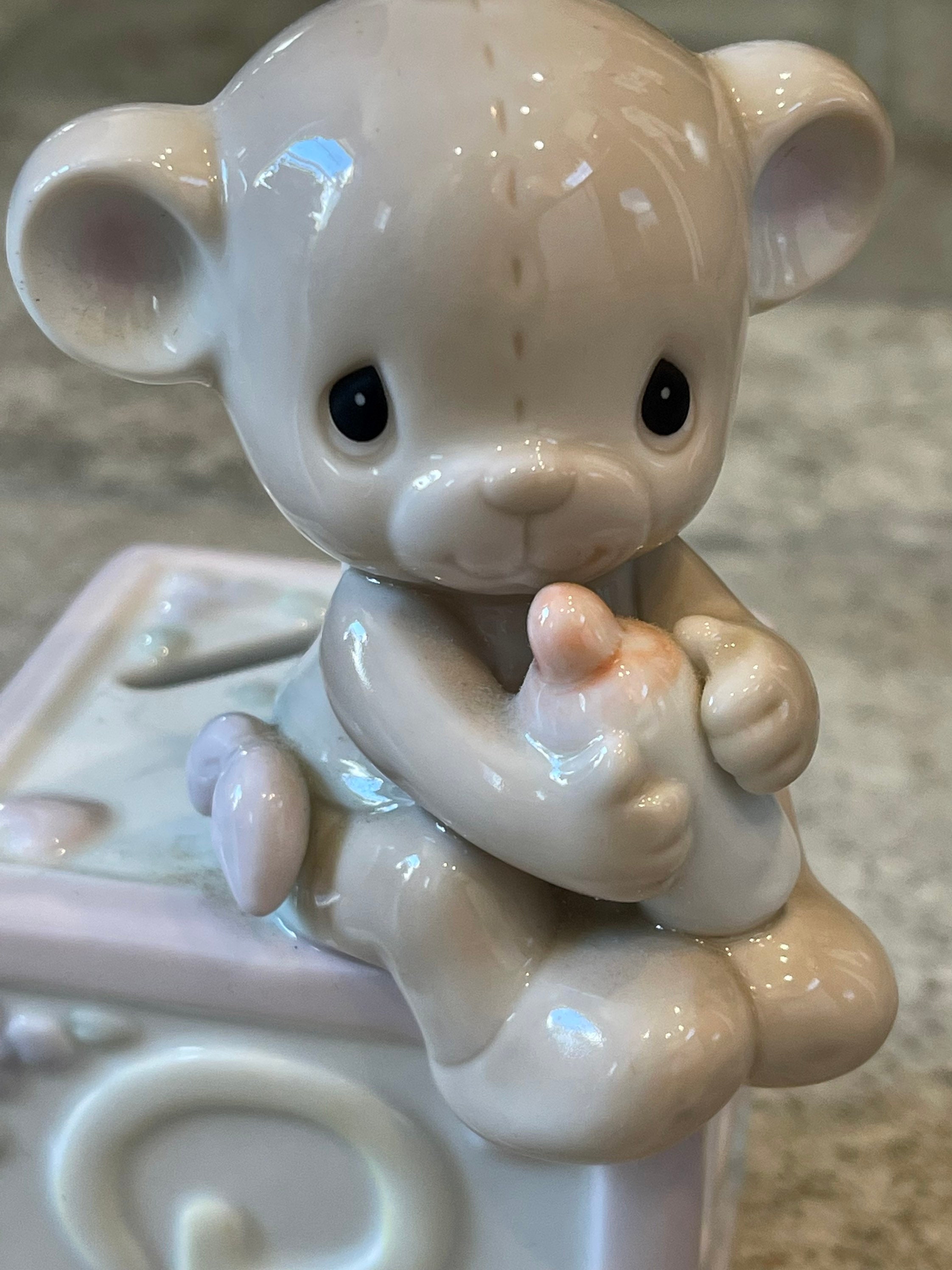 Vintage Enesco Precious Moments Monkey Coin Bank • Alphabet Block Baby ...