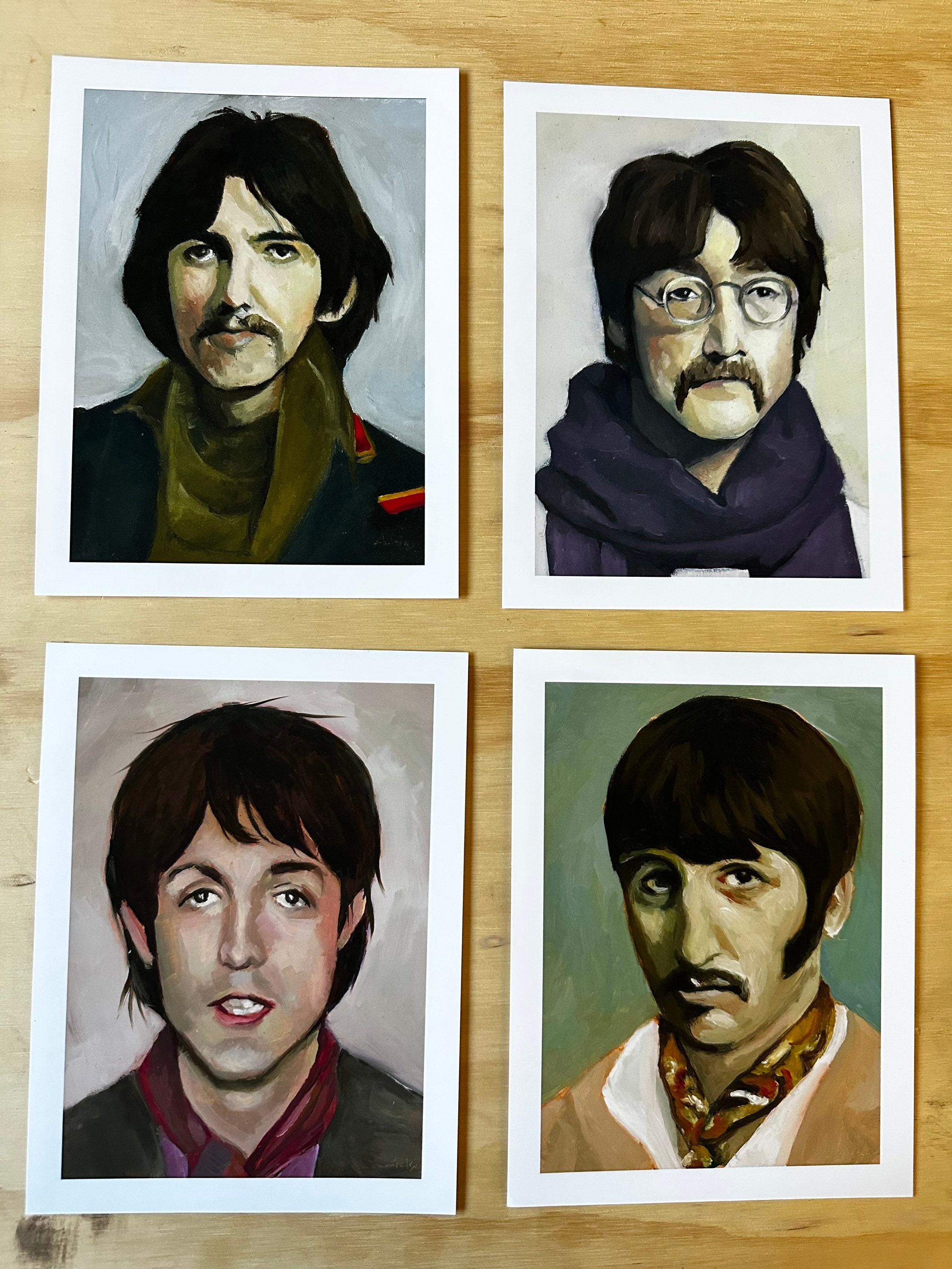 The Beatles Fan Art Set of Prints, English Bands Giclee Print, Classic ...