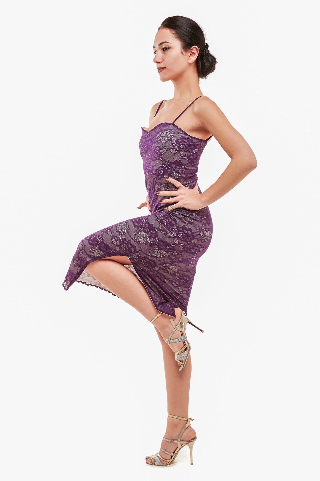 Robe en dentelle lycra pourpre - Etsy France