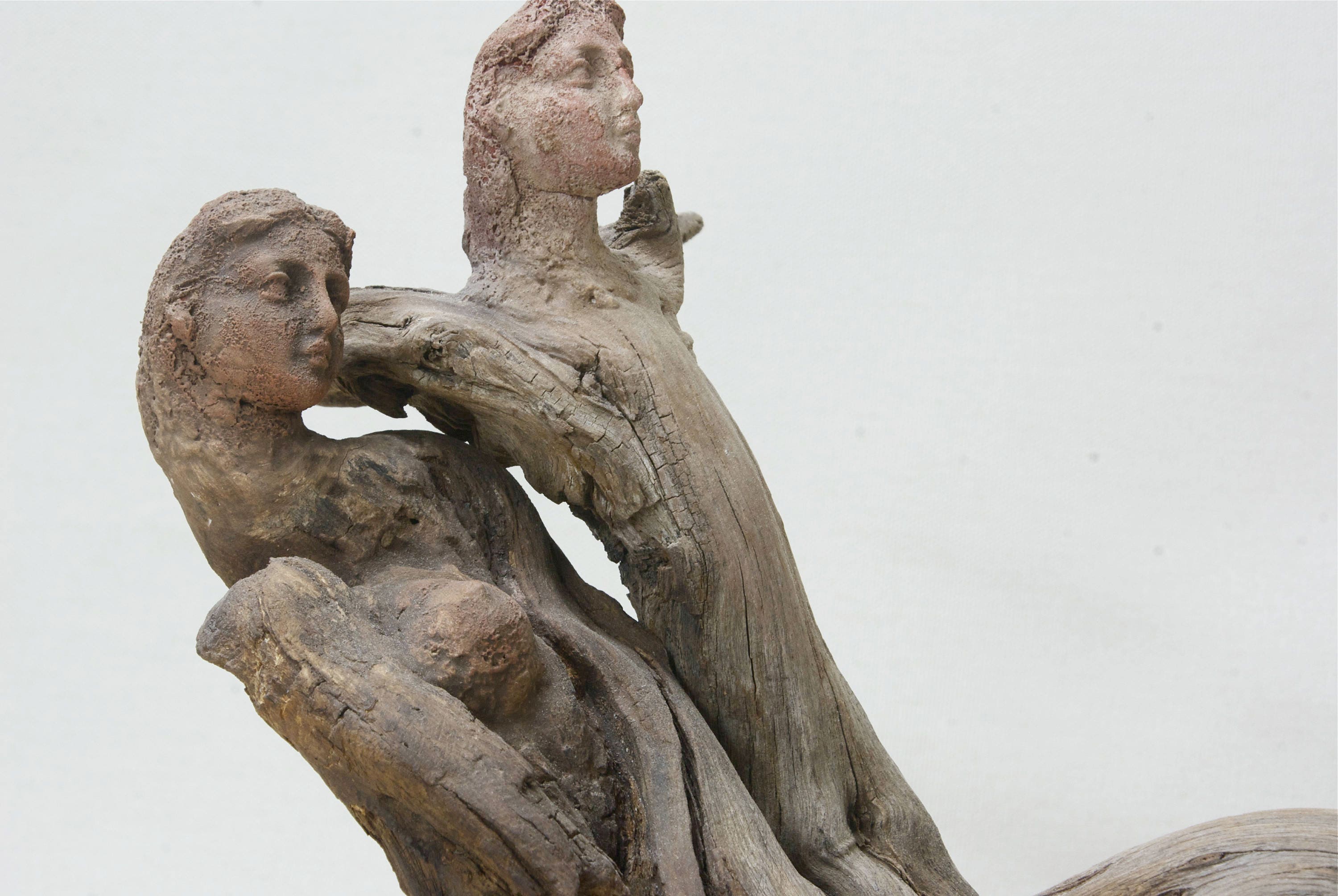 NATURAL WOODEN MERMAIDS Lying Sculpture Greek Art Modern | Etsy