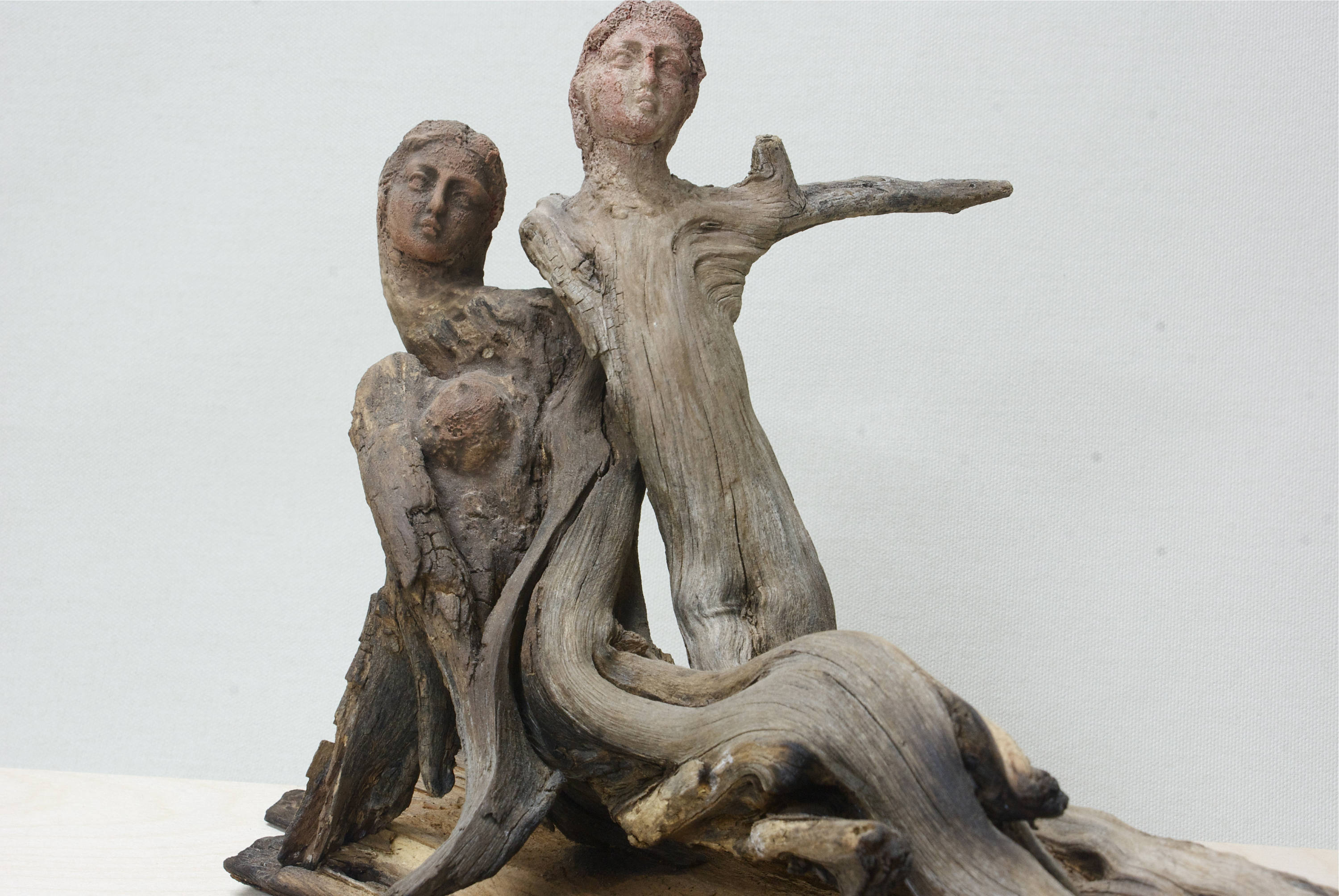 NATURAL WOODEN MERMAIDS Lying Sculpture Greek Art Modern | Etsy