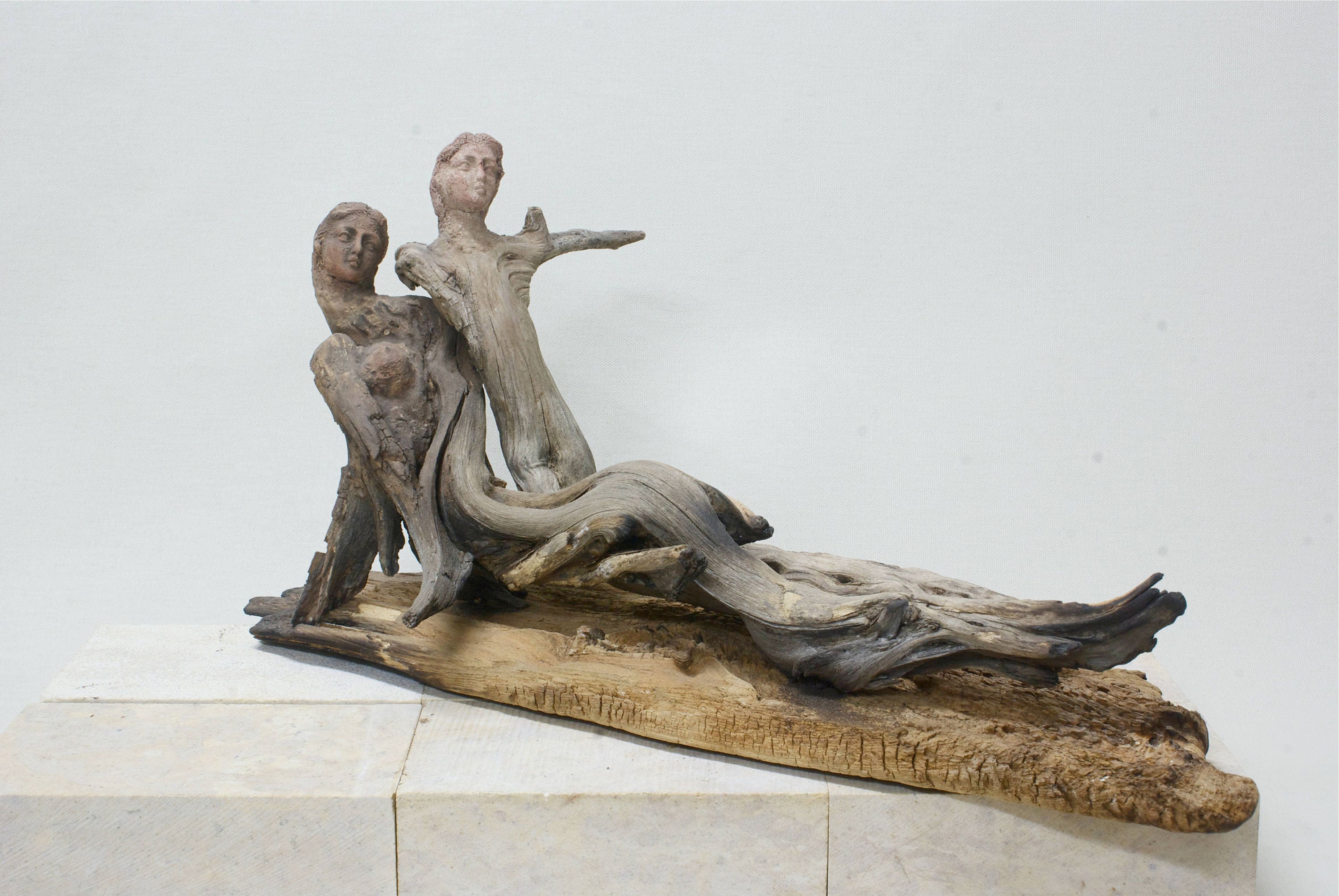 NATURAL WOODEN MERMAIDS Lying Sculpture Greek Art Modern - Etsy