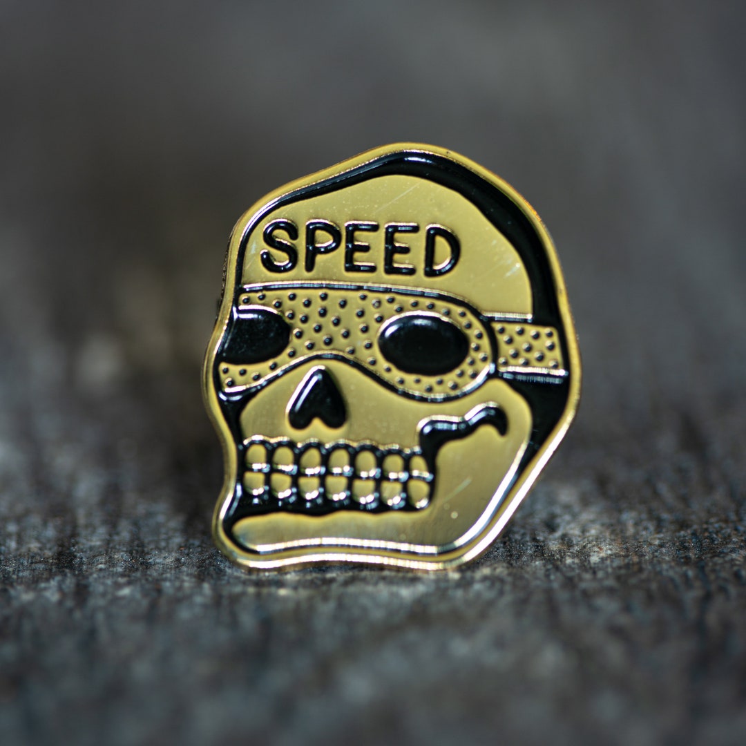 Speed Skull Enamel Pin - Etsy