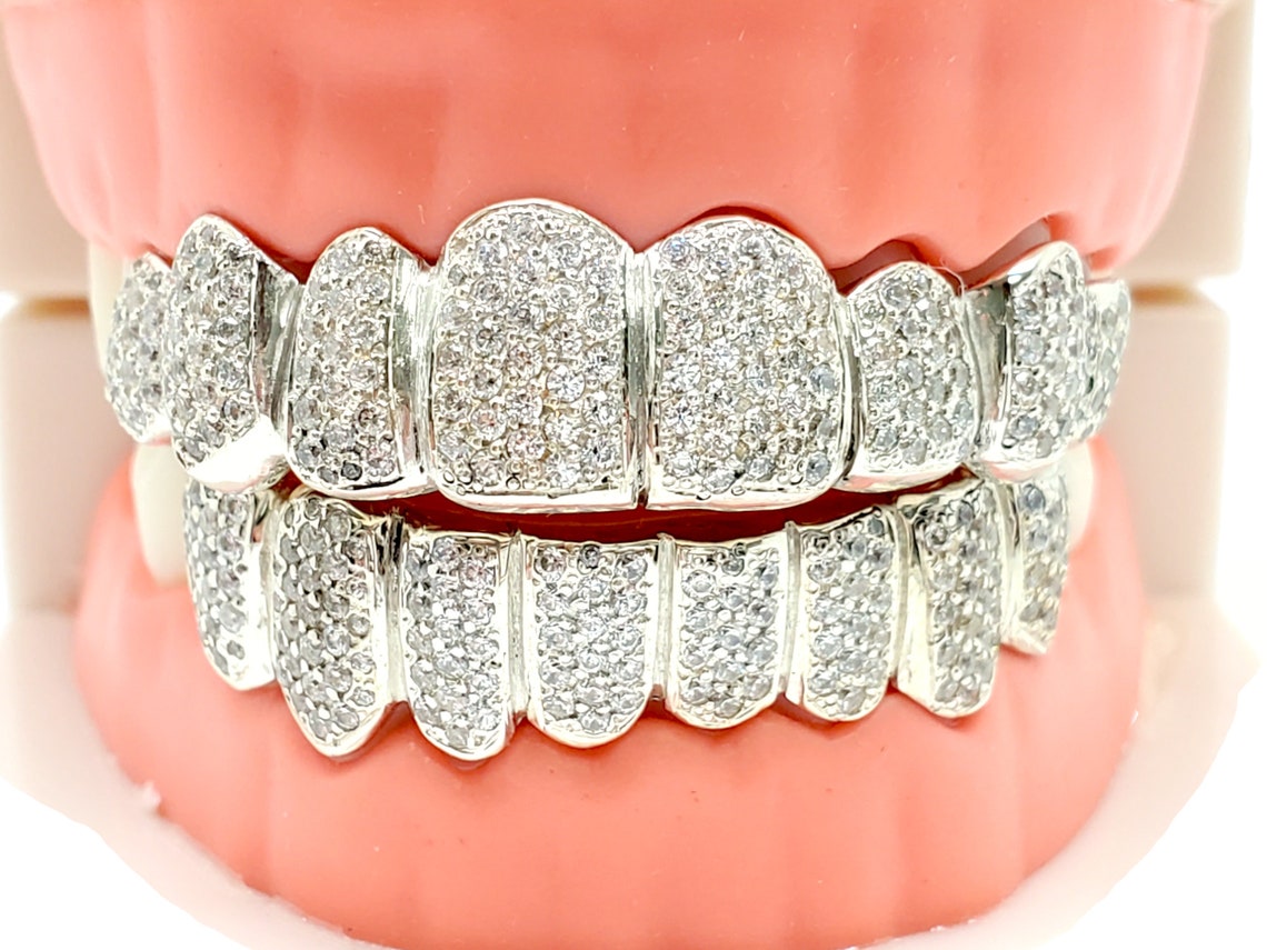 Custom 925 Sterling Silver CZ Honeycomb Grillz, Iced Out - Etsy