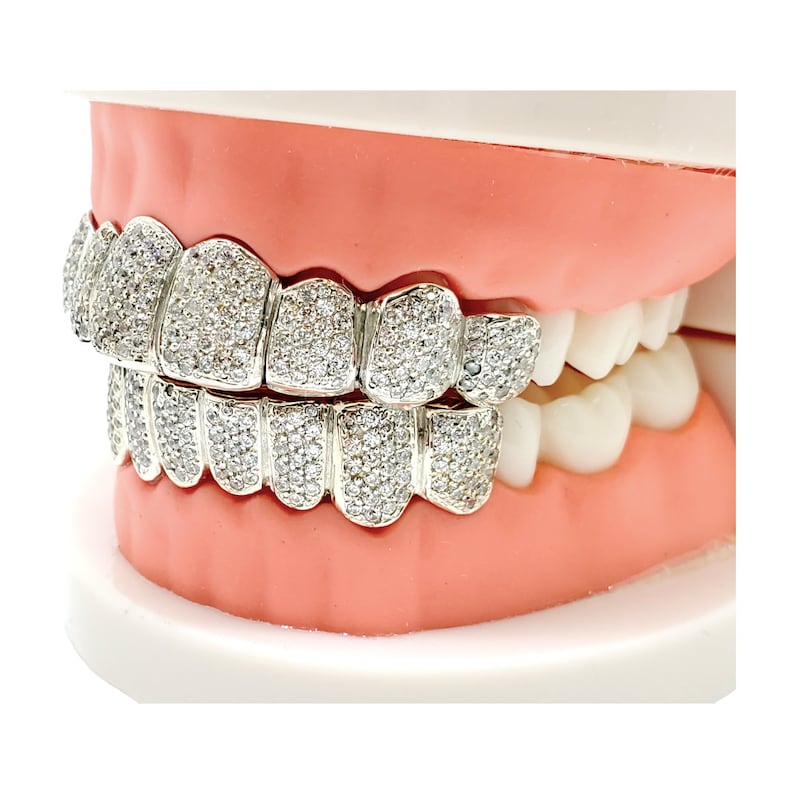 Custom 925 Sterling Silver CZ Honeycomb Grillz, Iced Out - Etsy