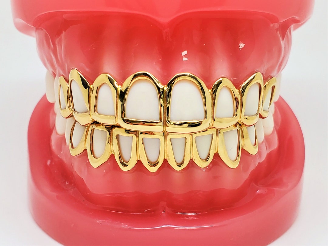 Solid 10K Gold Open Face Custom Handmade Grillz Yellow, Rose Gold ...